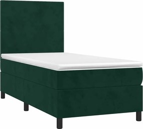 Box spring postel s matrací tmavě zelená 90x200 cm samet 3142884