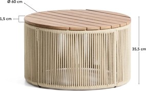 Kulatý zahradní konferenční stolek s deskou z akácie ø 60 cm Dandara – Kave Home