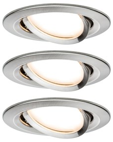 Paulmann 93447 LED Coin Nova round, set kulatých bodovek v úpravě broušená ocel, 3x6,5W LED 2700K, prům.8,4cm