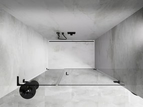 Mexen Lunar-B, L otočné pravé sprchové dveře 110 cm, 8mm čiré sklo, černý matný profil, 832SL-110-050-70-00-P