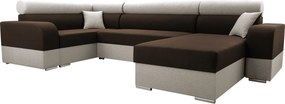 IDZ Rohová sedačka INFINITY SUPER do U, 332 cm Roh pohovky: Levý roh, Barva látky: Hnědá a krémová (Bahama 08 + Bahama 33)