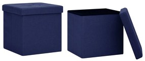 vidaXL Skládací úložné stoličky 2 ks modré umělý len