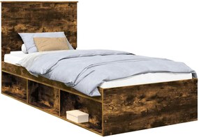 Rám postele s čelo Kouřový dub 90 x 200 cm Masivní borové dřevo 3411059