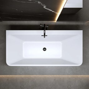 BPS-koupelny Volně stojící akrylátová vana ke stěně HYD-SOF515C 160x75 bílá, odtokový komplet černý