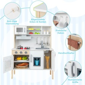 Costway Dětská kuchyňka hrací sada dřevěná kuchyňka na hraní s – bílý