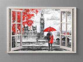Liox Obraz okno romantický Londýn Rozměr: 150 x 100 cm