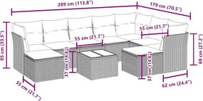 10dílná zahradní sedací souprava s poduškami černá polyratan 3250415