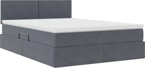 Postel s úložným prostorem s čelo Tmavě šedá 140 x 200 cm samet 3370702