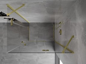 Mexen Mist-H Duo, 2-křídlý ​​výklopný sprchový kout 80 x 95 cm, čiré sklo, zlatý matný profil, 8A5-080L-095P-55-00