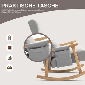 HOMCOM houpací křeslo čalouněné houpací křeslo s bederním polštářem boční kapsa relaxační křeslo dřevěný rám plátěný vzhled pro obývací pokoj ložnice…