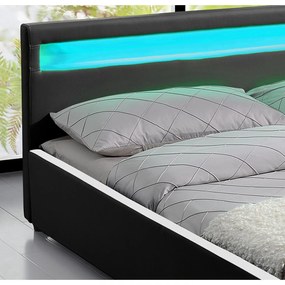 Goleto Čalouněná postel Sevilla 180 x 200 cm s LED osvětlením | černá