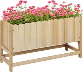 Outsunny venkovní vertikální úsporný květináč z jedlového dřeva s odvodňovacím otvorem a vnitřním potahem, 86x30x50 cm, dřevěná barva | Aosom
