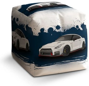 Sablio Taburet Cube Nissan GTR 35 Modrý: 40x40x40 cm