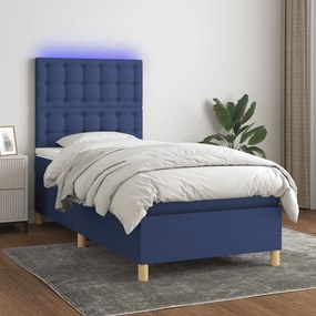 vidaXL Box spring postel s matrací a LED 80 x 200 cm textil [3135715] Barva: Modrá