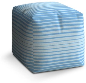 Sablio Taburet Cube Světle modré pruhy: 40x40x40 cm
