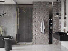 Mexen Velar, posuvné dveře do otvoru 70x200 cm, 8mm čiré sklo, zlatá lesklá, 871-070-000-01-50