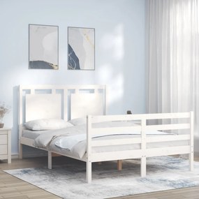 Rám postele s čelem bílý 140 x 200 cm masivní dřevo,  3194052