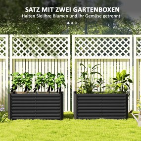 Outsunny sada 2 vyvýšených záhonů, odolný proti povětrnostním vlivům, záhon, zahradní záhon se studeným rámem, květináč, truhlík z pozinkované oceli,…