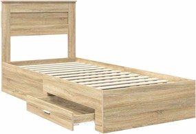 Rám postele Sonoma dub a stříbrná 75 x 190 cm Kompozitní dřevo 3410044