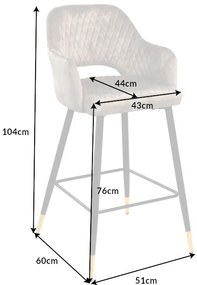 Designová barová židle Laney růžový samet