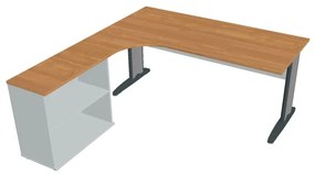 Sestava stolu a skříně pravá 180 cm - Hobis Cross CE 1800 H P Dekor stolové desky: olše, Dekor lamino podnože: šedá, Barva nohou: černá