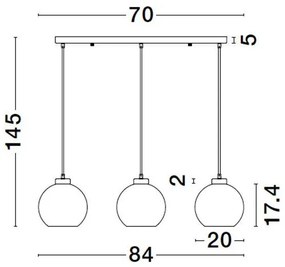 Nova Luce Závěsné svítidlo PALMER kouřové sklo černý kabel černá kovová základna E27 3x12W