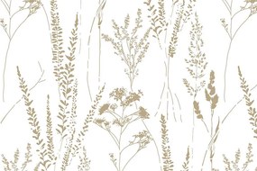 Zbytek bavlněné látky Divoké traviny - bílá - 65 x 160 cm