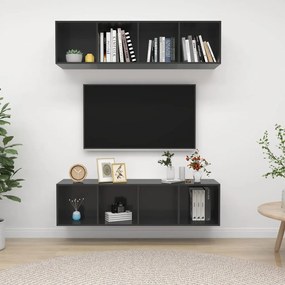vidaXL Nástěnné TV skříňky 2 ks šedé s vysokým leskem kompozitní dřevo