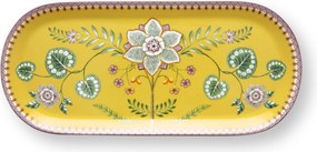 Pip Studio Lily & Lotus oválný tác 33,3x15,5cm, žlutý (Porcelánový oválný tác)