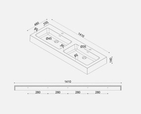 design umyvadlo COLOSUM G830 - 140cm