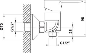 Bruckner Baron sprchová baterie nástěnná 150 mm chrom 612.011.1