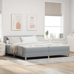 Postel s boxspringem s čelo Světle šedá 200 x 200 cm textil 3339021