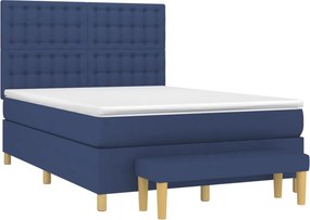 Box spring postel s matrací modrá 140x200 cm textil 3137483