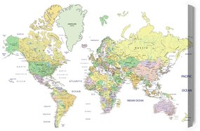 Obraz Politická Mapa Světa Nedostatek Nedostatek Přírodní plátno 100x70