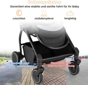 Costway Skládací kočárek s otočným sedadlem cestovní kočárek s nastavitelným