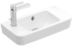 Villeroy & Boch O.novo - Umývátko Compact 50x25 cm, s přepadem, otvor pro baterii vlevo, AntiBac, CeramicPlus, alpská bílá 4342L5T2