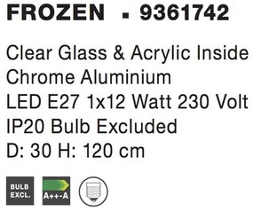 Nova Luce Závěsné svítidlo FROZEN čiré sklo a akryl uvnitř chromovaný hliník E27 1x12W