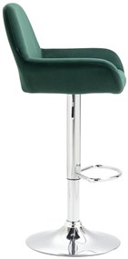 Barová židle Romsey - samet - chromovaný rám | zelená