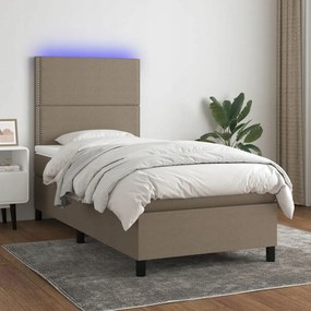 Fionshop 264253513 Box spring postel s matrací a Led taupe 90x190 cm text