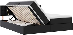 Postel s úložným prostorem s čelo Černá 200 x 200 cm Umělá kůže 3370909