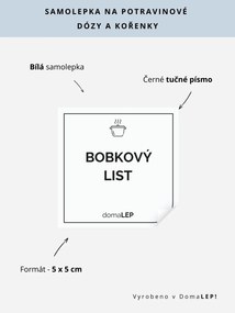 Samolepka na kořenky BOBKOVÝ LIST bílá 5 × 5 cm tučné písmo