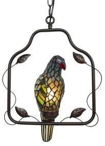 Závěsné vitrážové světlo Tiffany v designu papouška – 40x26x86 cm