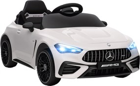 AIYAPLAY Dětské elektrické auto, design Mercedes, 12V motory, dálkové ovládání, LED světla, hudba, pro děti 3-6 let, bílé