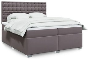 Box spring postel s matrací šedá 200x200 cm umělá kůže 3290738