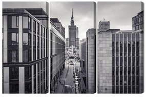 Vícedílný obraz Černobílé Panorama Centra Varšavy Nedostatek Nedostatek Přírodní plátno 180x120