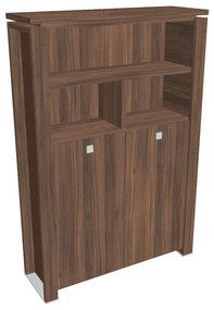 Vysoká šatní skříň Verno+ S 140 x 46 x 210 cm, s regálem, ořech / hnědá