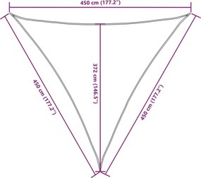 vidaXL Stínící plachta oxford trojúhelníková 4,5 x 4,5 x 4,5 m [135178] Barva: Béžová