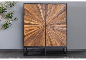 Massive home | Vysoká komoda BARRACUDA 120cm hnědé mangové dřevo s teakovou šedou přední deskou