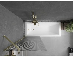Mexen Next, 1-křídlová vanová zástěna 70 x 150 cm, 6mm sklo Ribs, zlatá matná, 895-070-000-00-09-55
