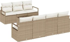 Set pohovek 8 ks 7-Počet míst Béžová a krémová polyratan 3346291